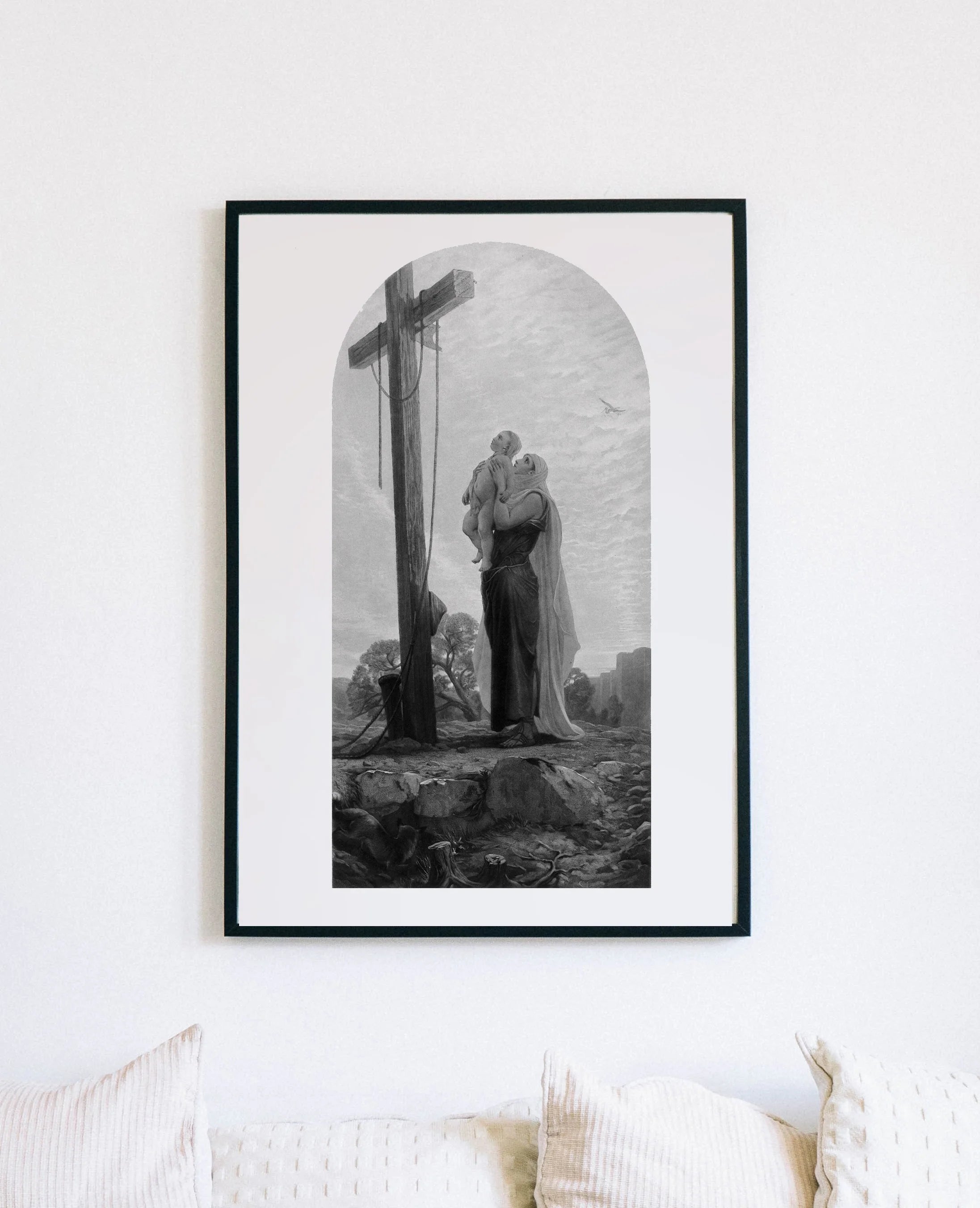 Mother at the Cross Art Poster – Telos Art Catholic Jewelry